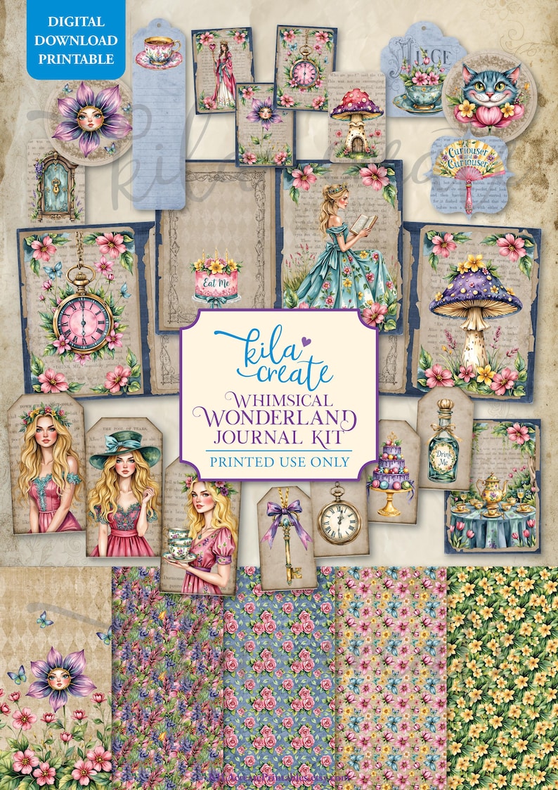 Whimsical Wonderland Journal Kit, Alice in Wonderland Journal, Alice ...
