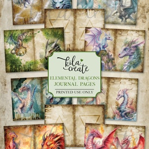 Elemental Dragons Journal Pages, Fantasy Dragon Journal, Air, Earth ...