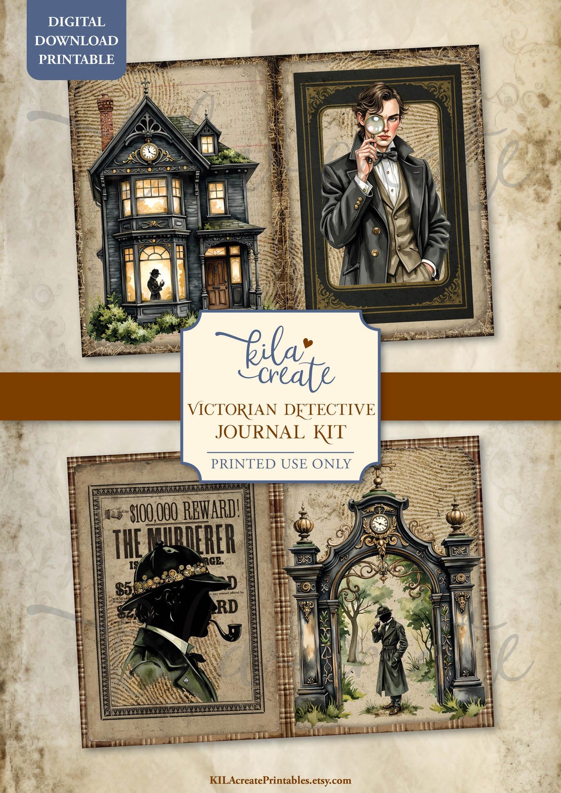 Victorian Detective Journal Kit, London, Sleuth, Sherlock Holmes, Crime ...