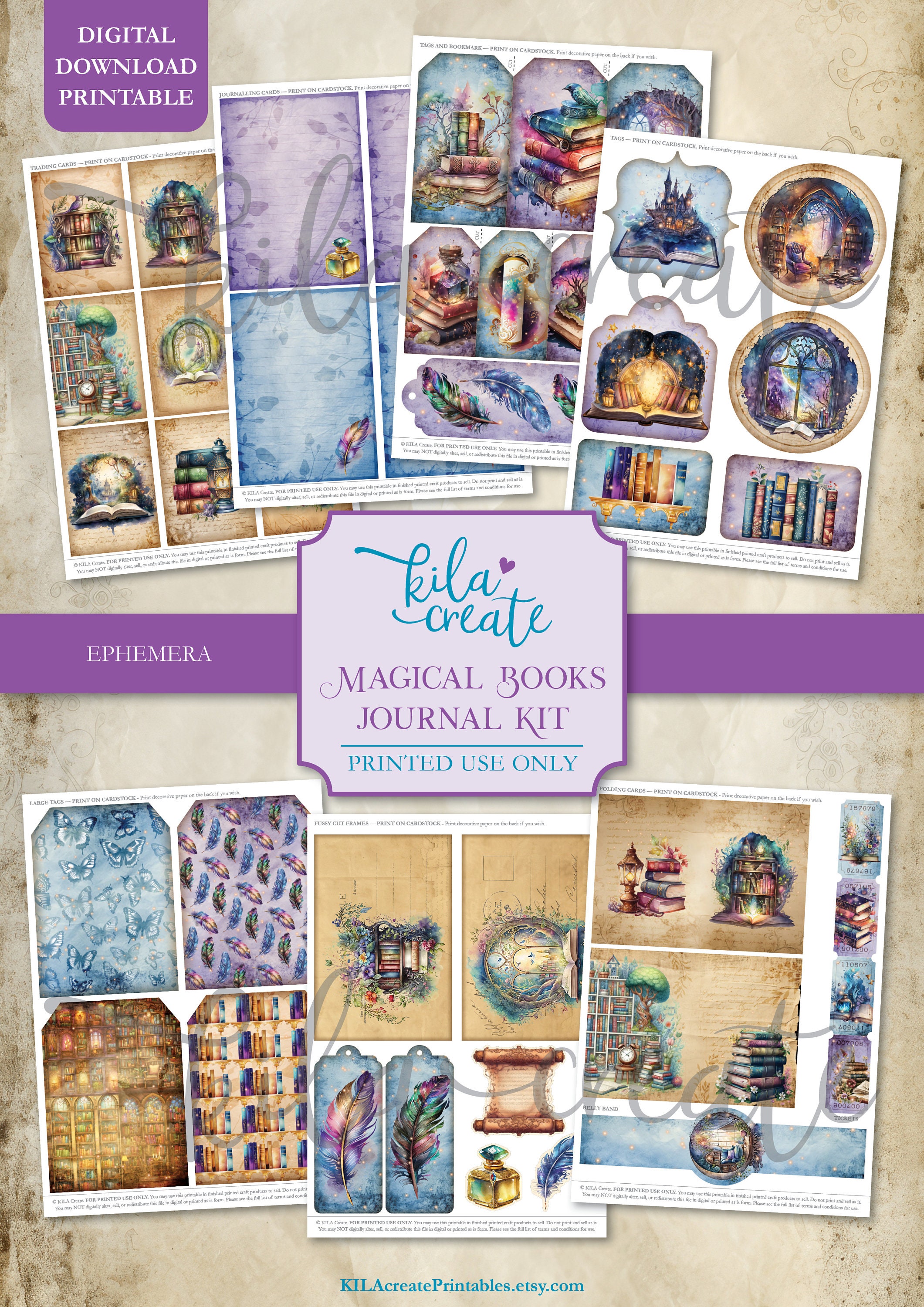 Magical Books Journal Kit, Fantasy Junk Journal, Fantasy Books Digital ...