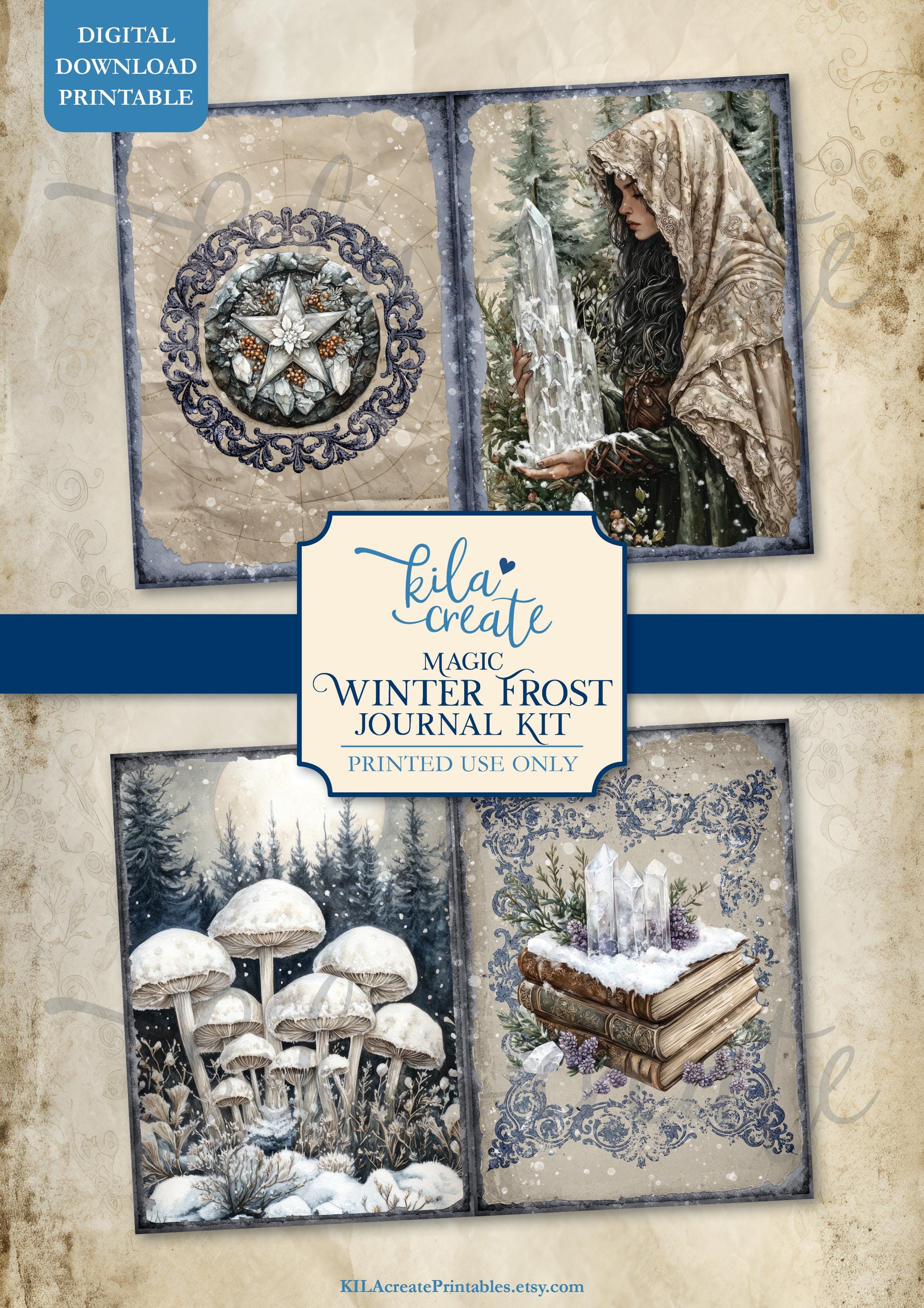 Magic Winter Frost Journal Kit, Witch Ephemera, Winter Journal, Pagan ...