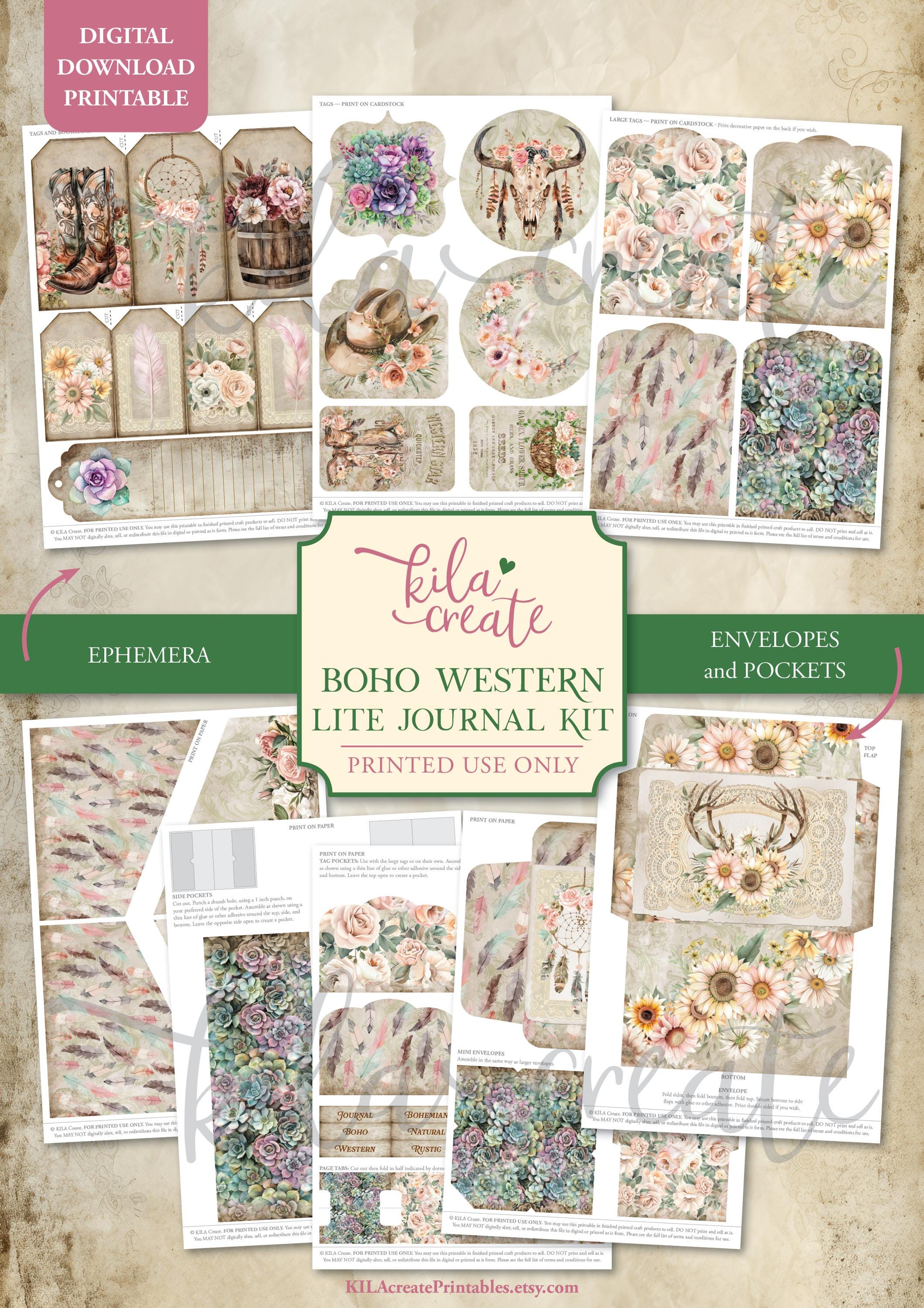 Boho Western Lite Journal Kit, Cowgirl Journal, Shabby Junk Journal ...