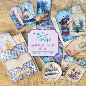 Magical Books Folio Folder, Junk Journal Kit, Fantasy Journal Folio ...