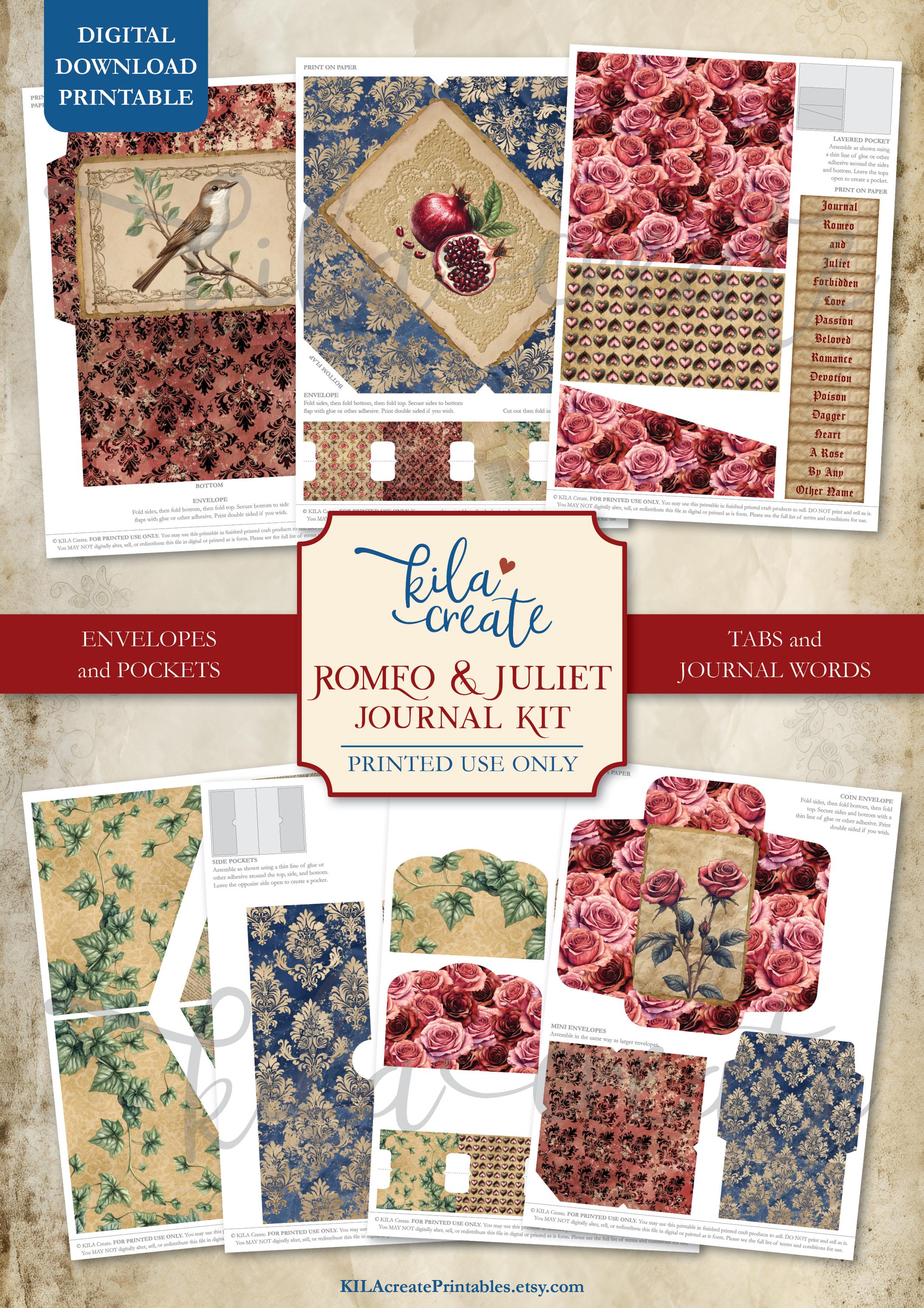 Romeo and Juliet Journal Kit, Romance Journal Kit, Forbidden Love ...