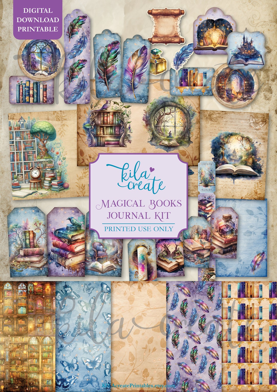 Magical Books Journal Kit, Fantasy Junk Journal, Fantasy Books Digital ...