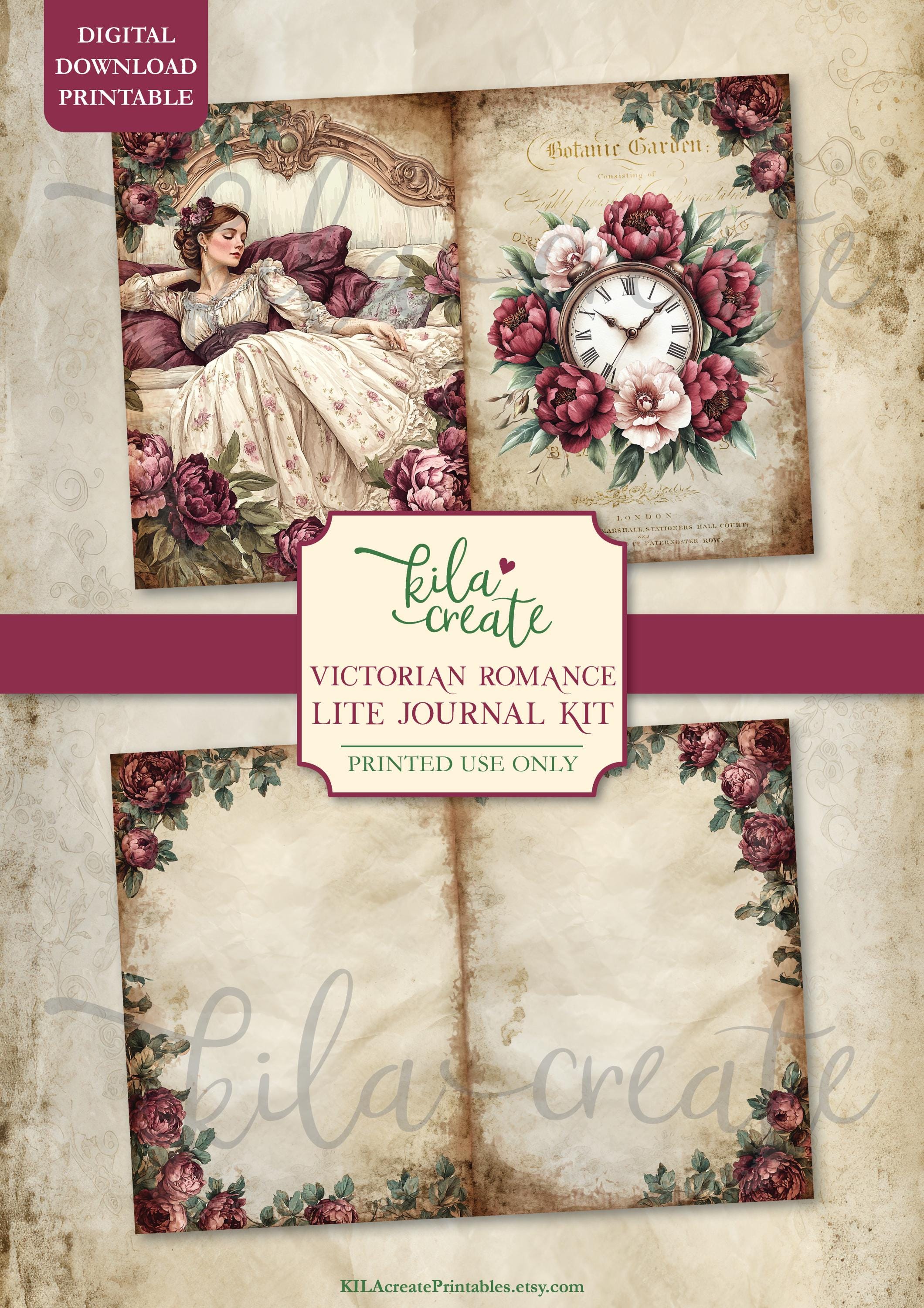 Victorian Romance Lite Journal Kit, Valentine's Day Journal, Love ...