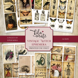 Vintage Witch Ephemera Pack, Gothic Ephemera, Halloween Witches, Junk ...