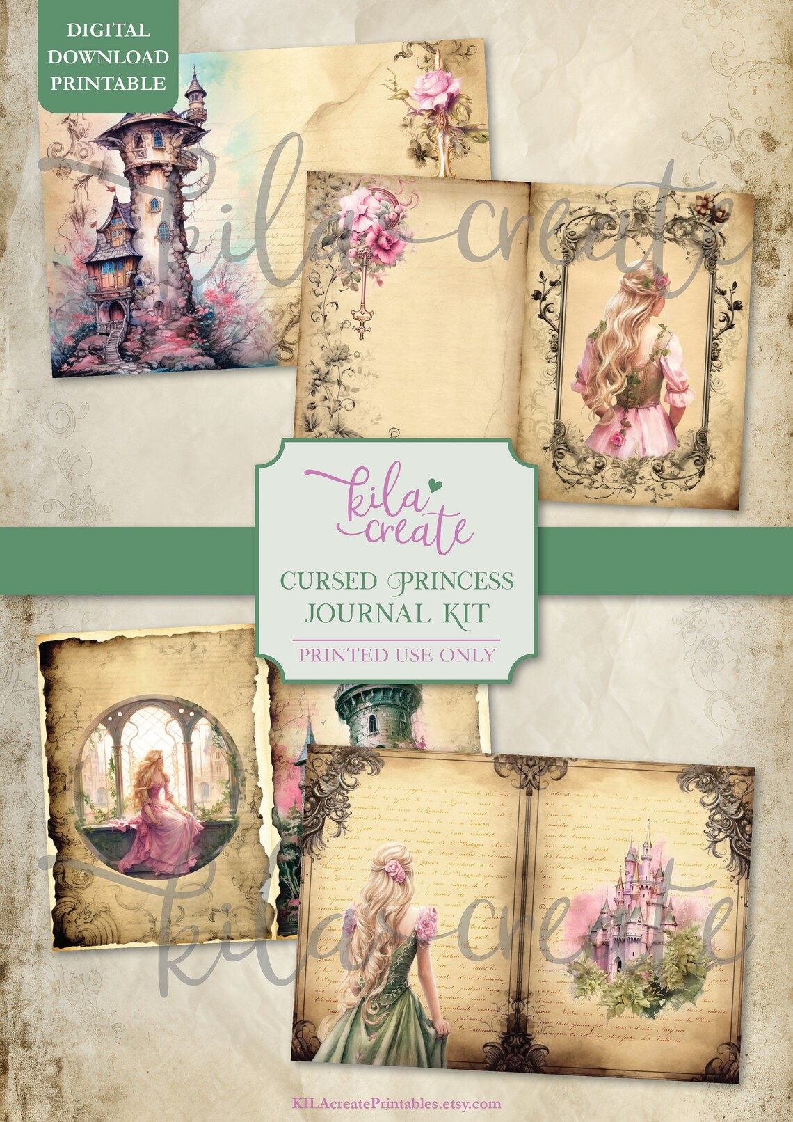 Cursed Princess Journal Kit, Fairy Tale Junk Journal, Fairy Tale ...