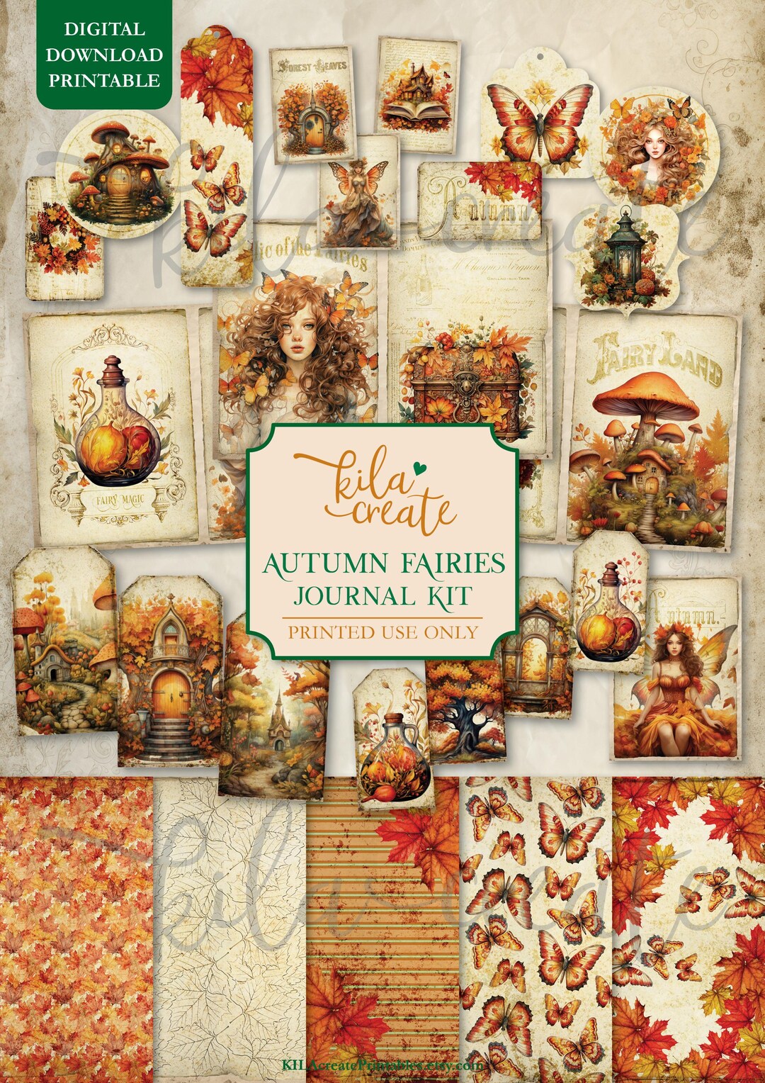 Autumn Fairies Journal Kit, Fall Fairy Junk Journal, Fairy Ephemera ...