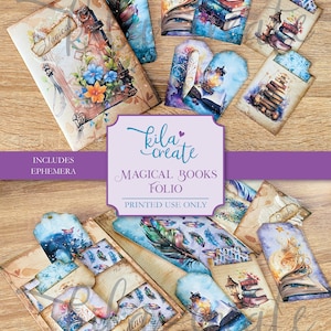 Magical Books Folio Folder, Junk Journal Kit, Fantasy Journal Folio ...
