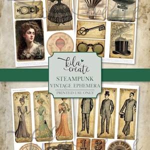 Vintage Steampunk Ephemera Pack, Victorian Ephemera, Junk Journal Kit ...
