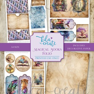 Magical Books Folio Folder, Junk Journal Kit, Fantasy Journal Folio ...