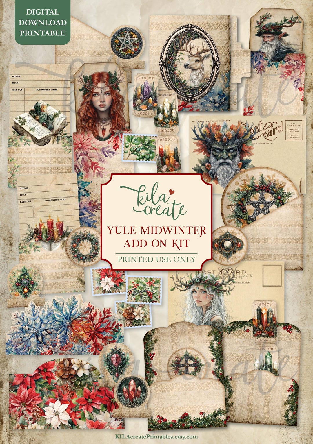 Yule Midwinter Add on Kit, Winter Solstice Pagan Holiday, Yuletide, Wheel of the Year, Digital ...