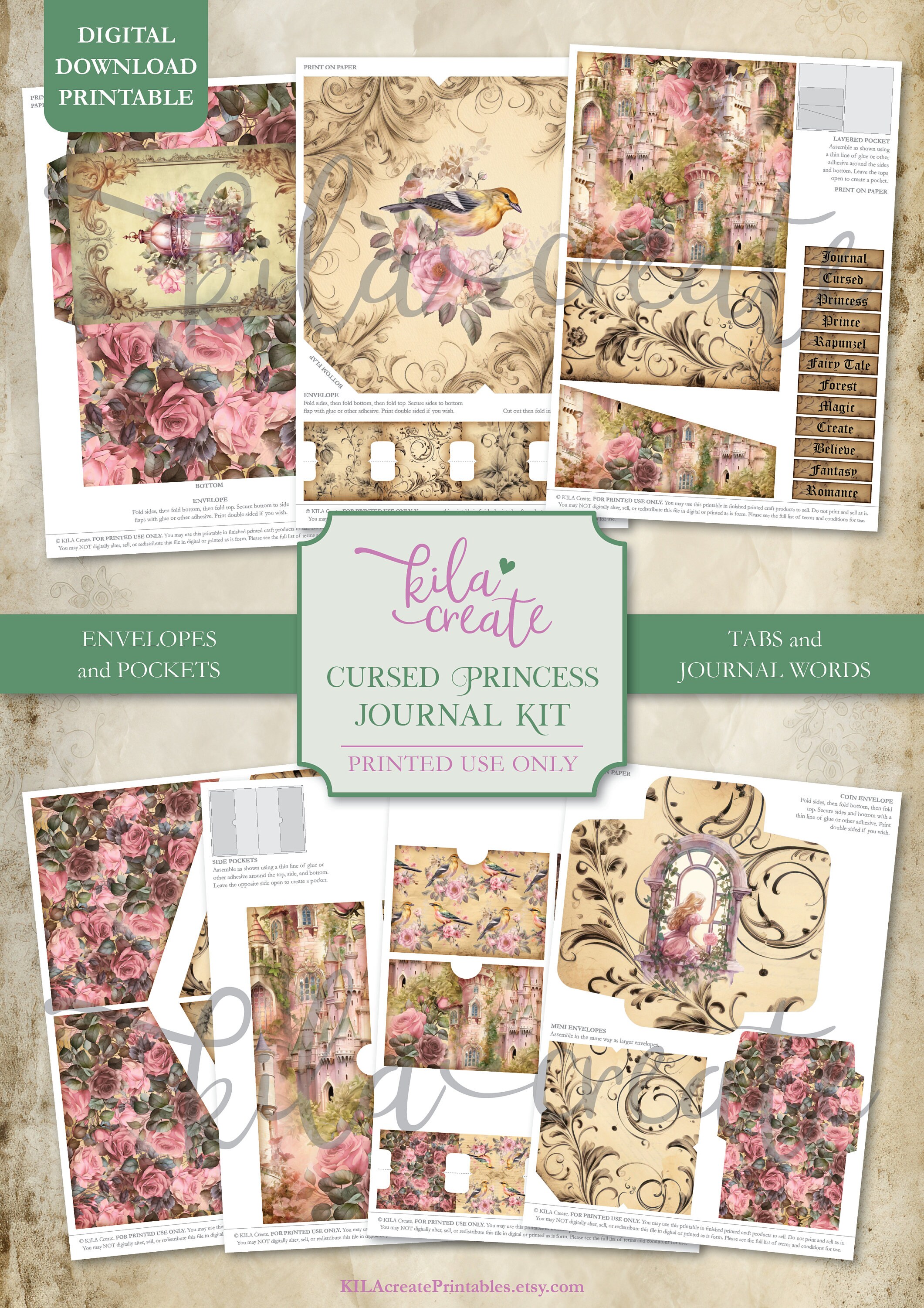 Cursed Princess Journal Kit, Fairy Tale Junk Journal, Fairy Tale ...