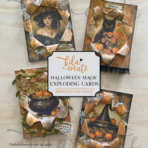Halloween Magic Exploding Cards, Journal Topper, Halloween Journal ...