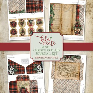 Rustic Christmas Plaid Add on Kit, Christmas Ephemera, Red, Green ...
