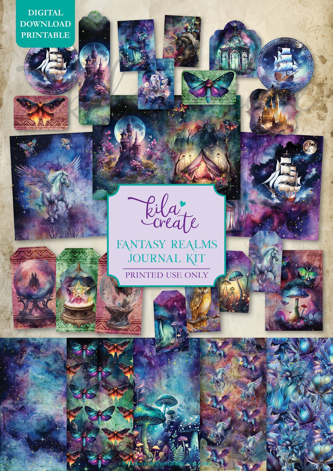 Fantasy Realms Journal Kit, Enchanted Fantasy Journal, Fairy Tale Junk ...
