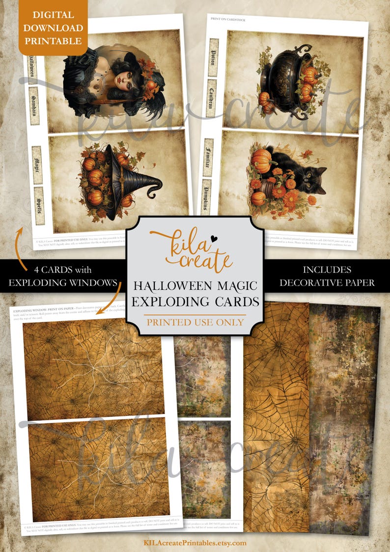 Halloween Magic Exploding Cards, Journal Topper, Halloween Journal ...