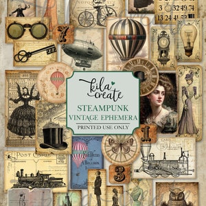 Vintage Steampunk Ephemera Pack, Victorian Ephemera, Junk Journal Kit ...