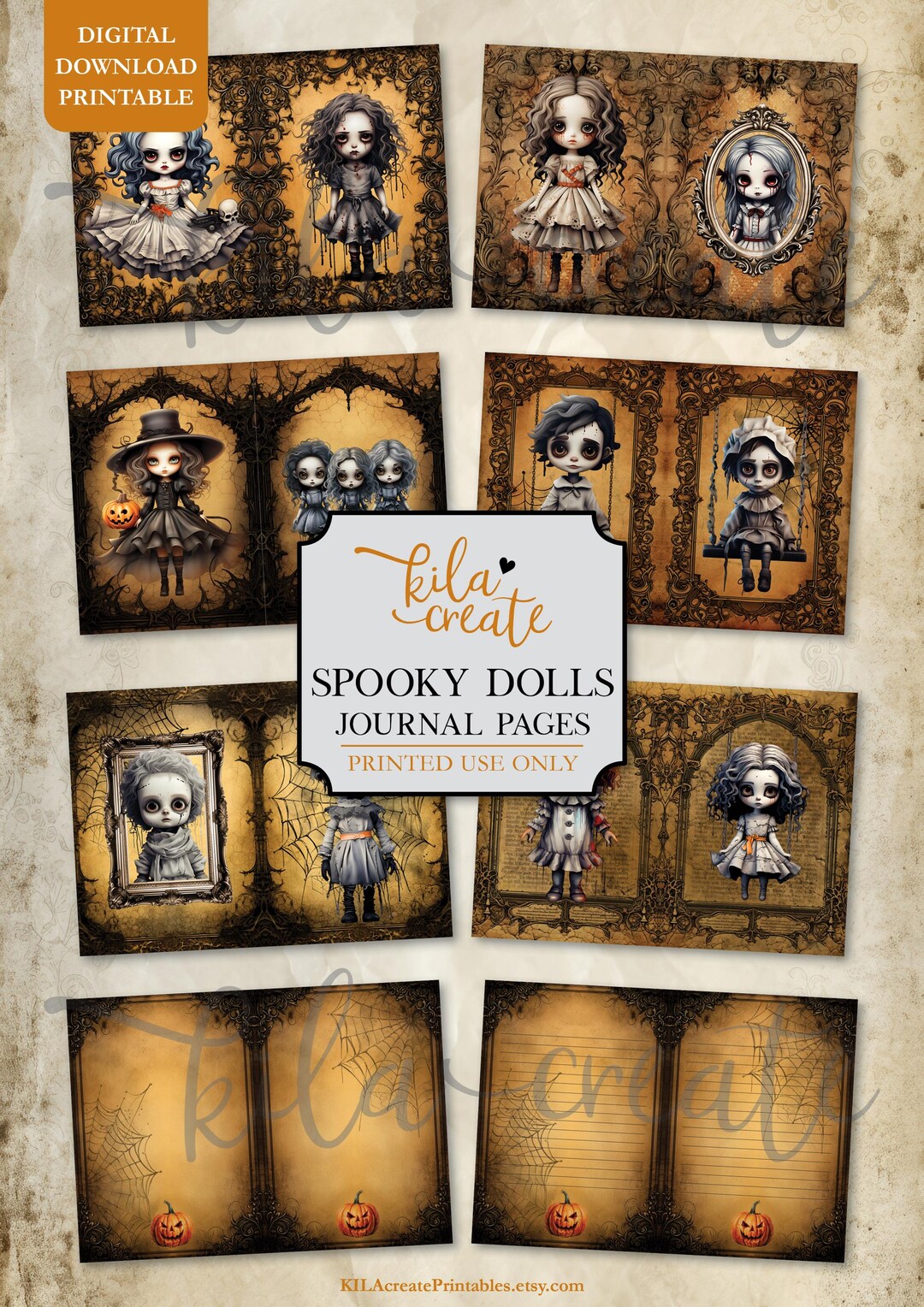 Spooky Dolls Journal Pages, Halloween Gothic Journal, Haunted Dolls ...