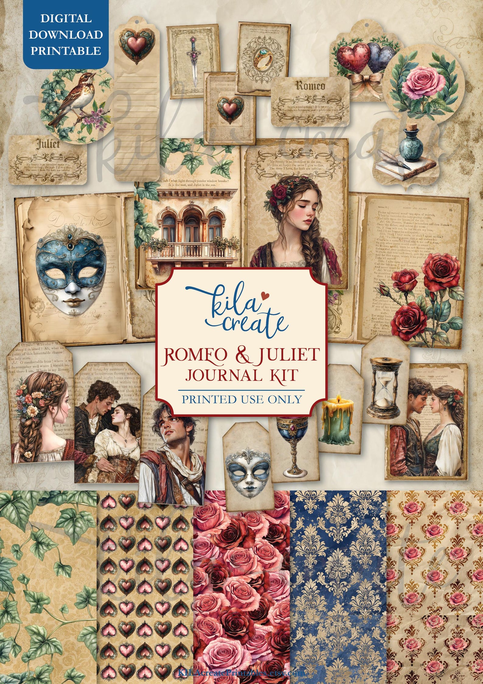 Romeo and Juliet Journal Kit, Romance Journal Kit, Forbidden Love ...
