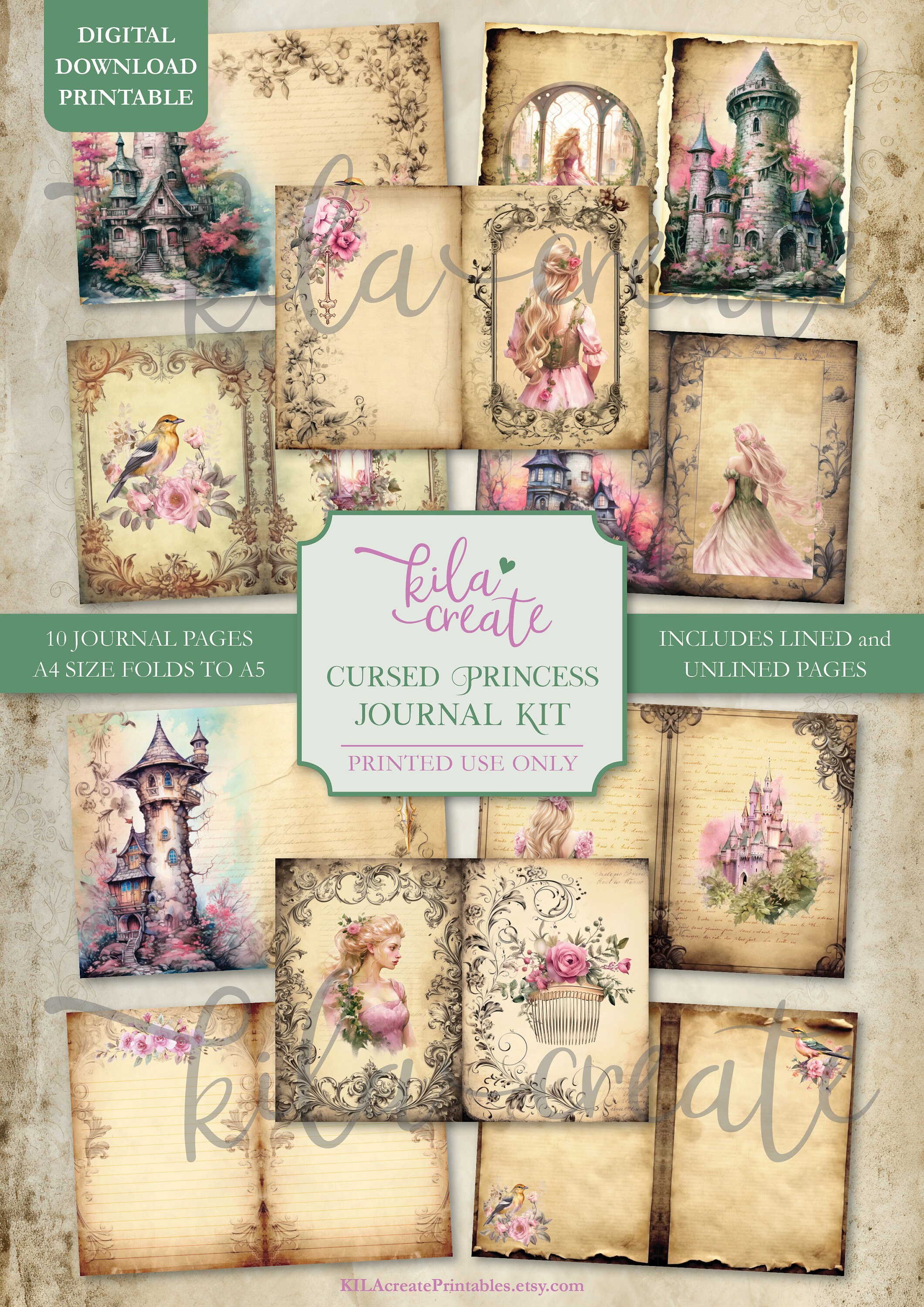 Cursed Princess Journal Kit, Fairy Tale Junk Journal, Fairy Tale ...