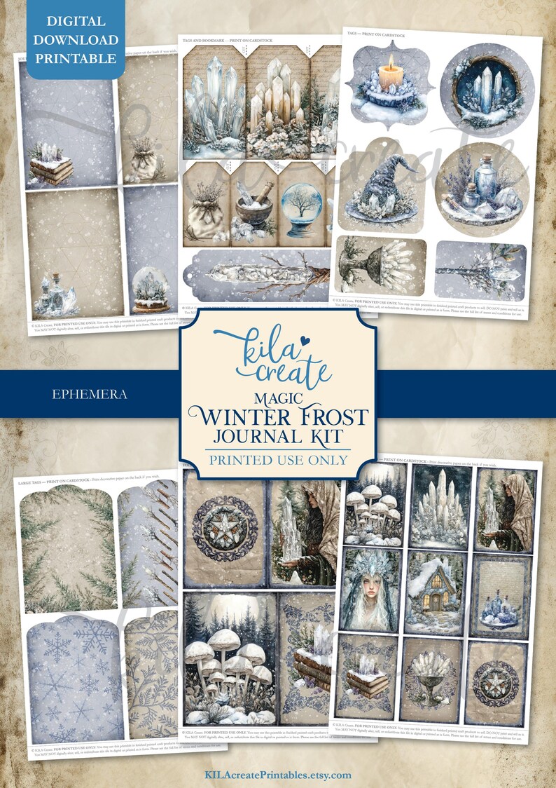 Magic Winter Frost Journal Kit, Witch Ephemera, Winter Journal, Pagan ...