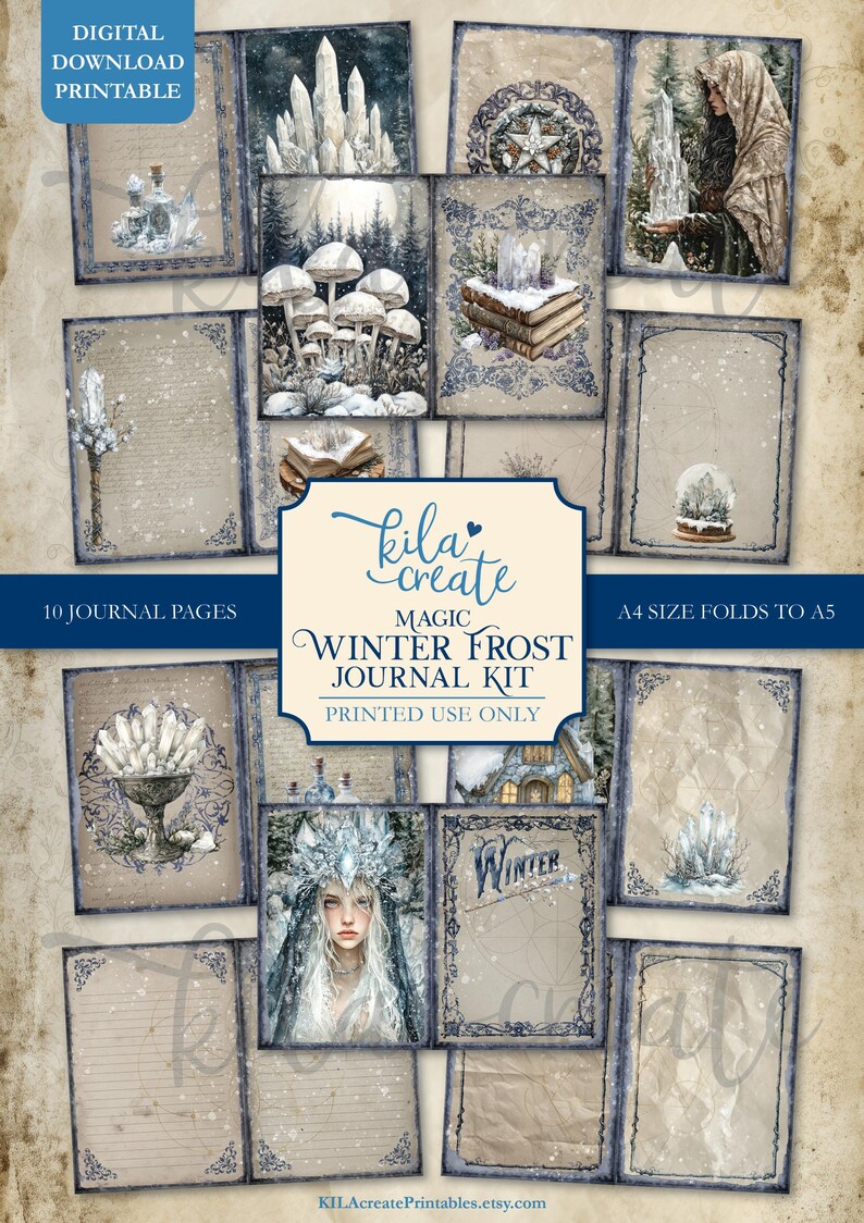 Magic Winter Frost Journal Kit, Witch Ephemera, Winter Journal, Pagan ...