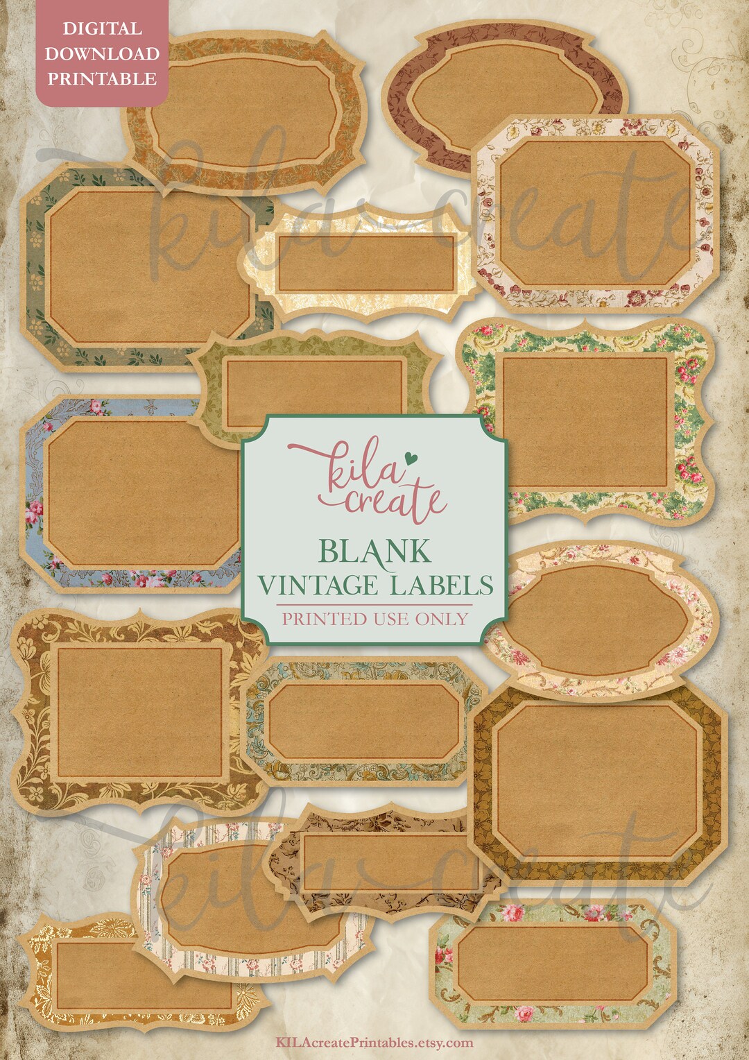 Blank Vintage Labels, Vintage Apothecary Labels, Vintage Floral ...