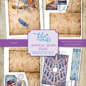 Magical Books Folio Folder, Junk Journal Kit, Fantasy Journal Folio ...