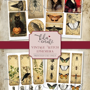 Vintage Witch Ephemera Pack, Gothic Ephemera, Halloween Witches, Junk ...