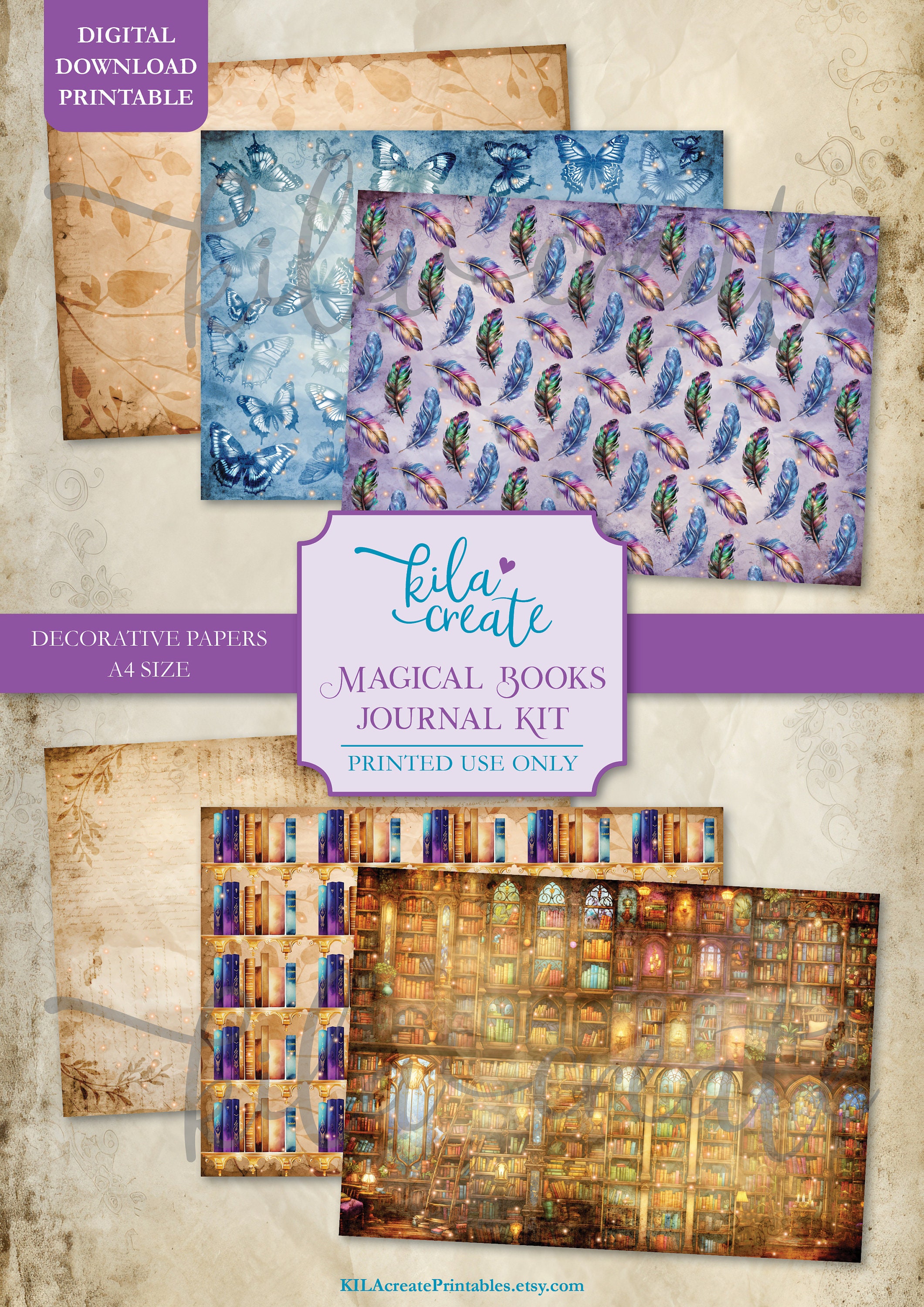 Magical Books Journal Kit, Fantasy Junk Journal, Fantasy Books Digital ...
