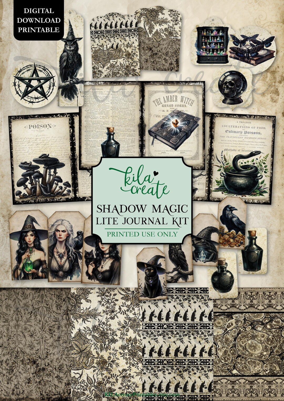 Shadow Magic Lite Journal Kit, Dark Journal, Witch Ephemera, Halloween ...