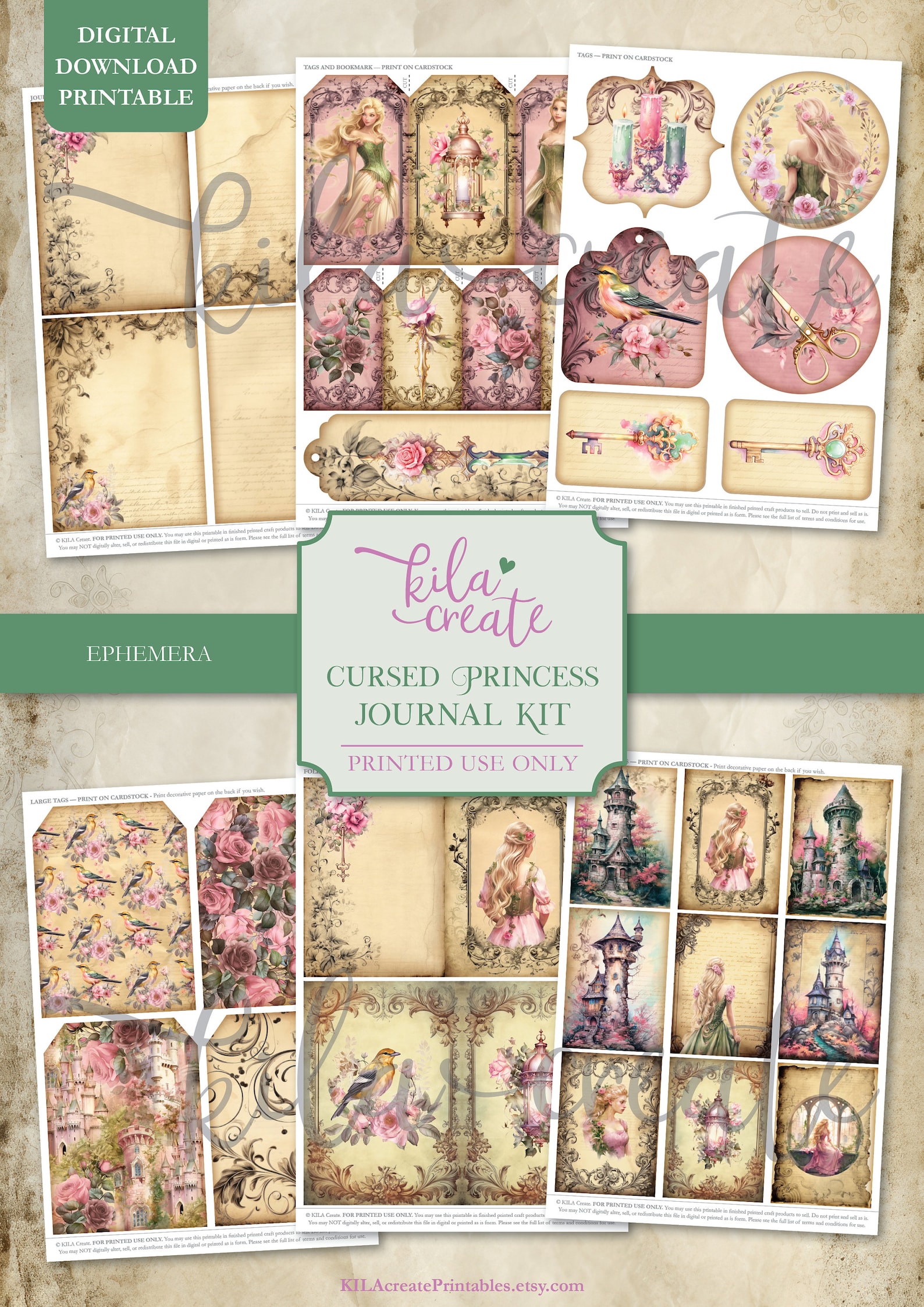 Cursed Princess Journal Kit, Fairy Tale Junk Journal, Fairy Tale ...