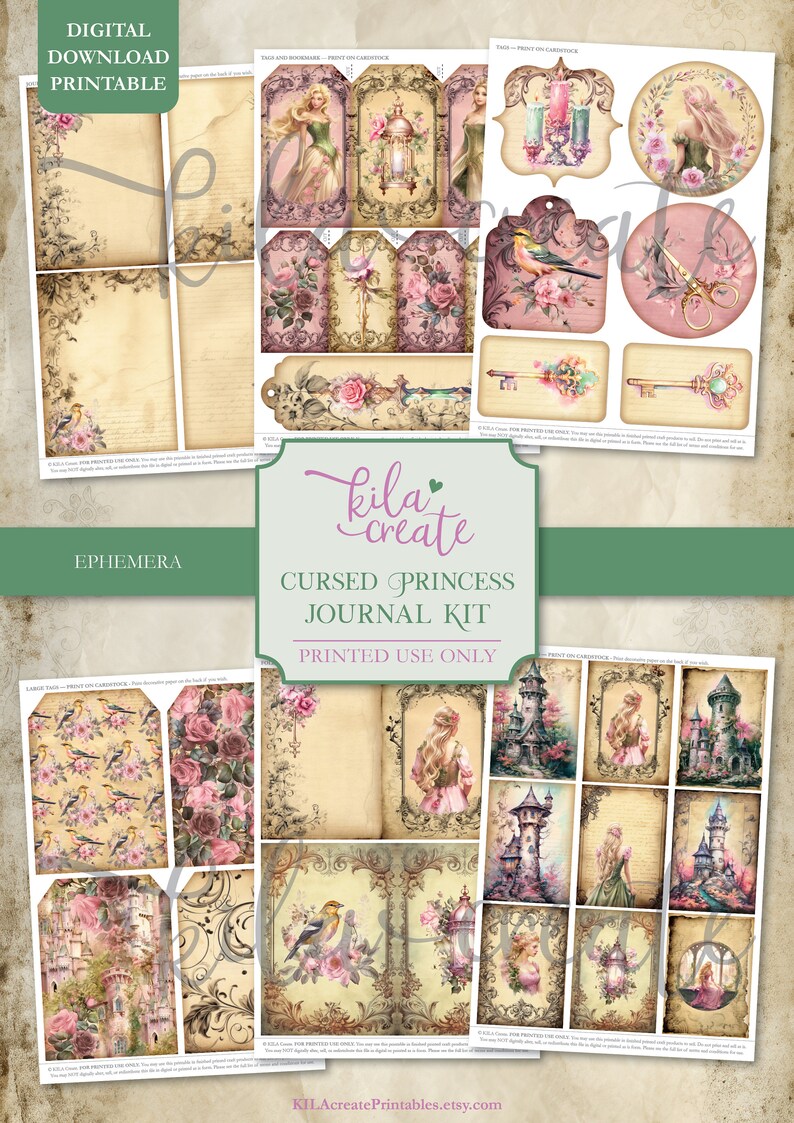 Cursed Princess Journal Kit, Fairy Tale Junk Journal, Fairy Tale ...