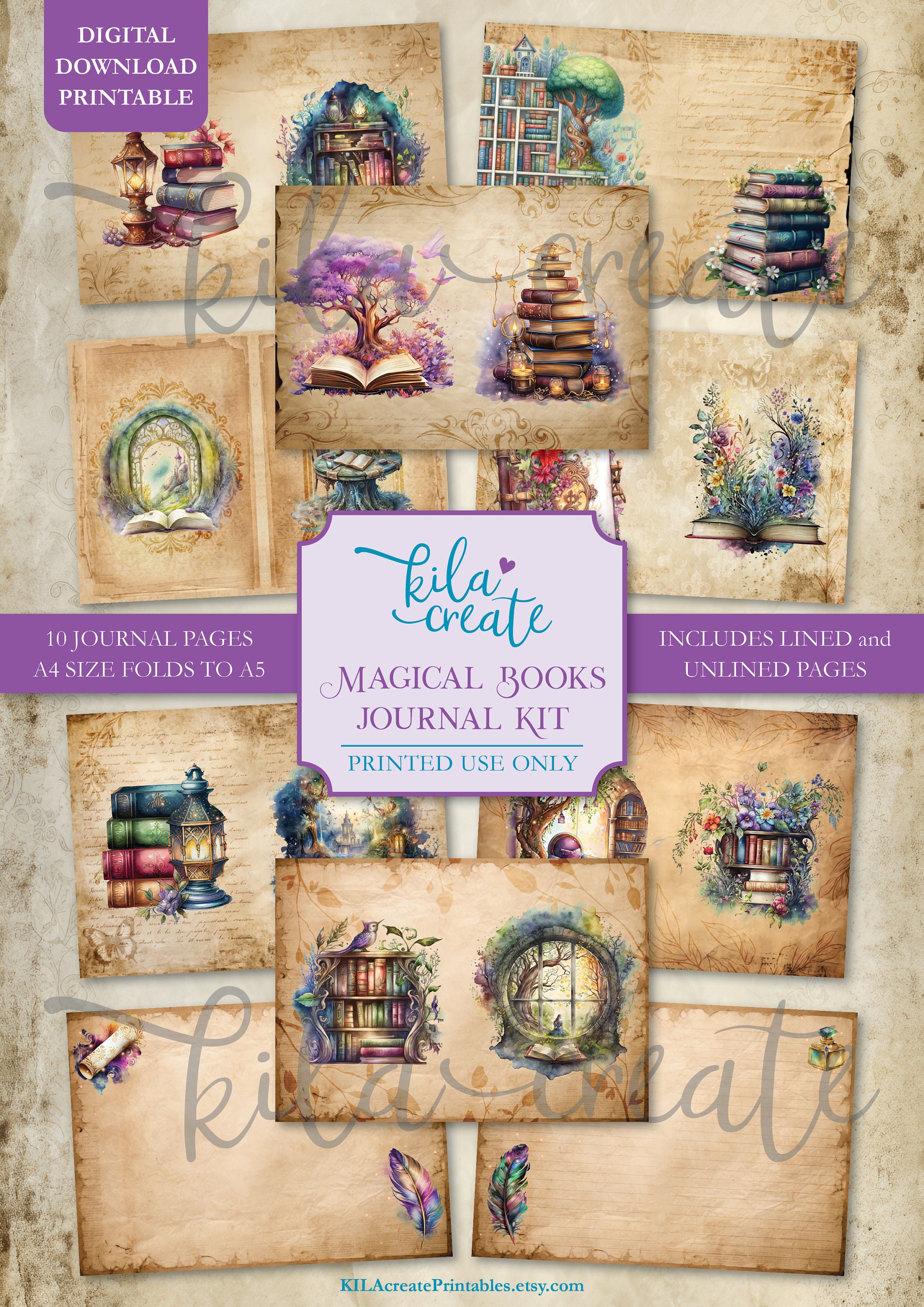 Magical Books Journal Kit, Fantasy Junk Journal, Fantasy Books Digital ...