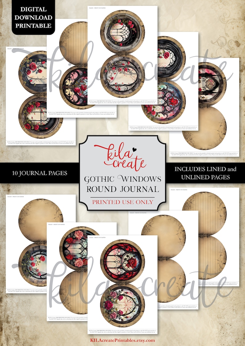 Gothic Windows Round Journal, No-sew Journal Kit, Dark Gothic Round ...