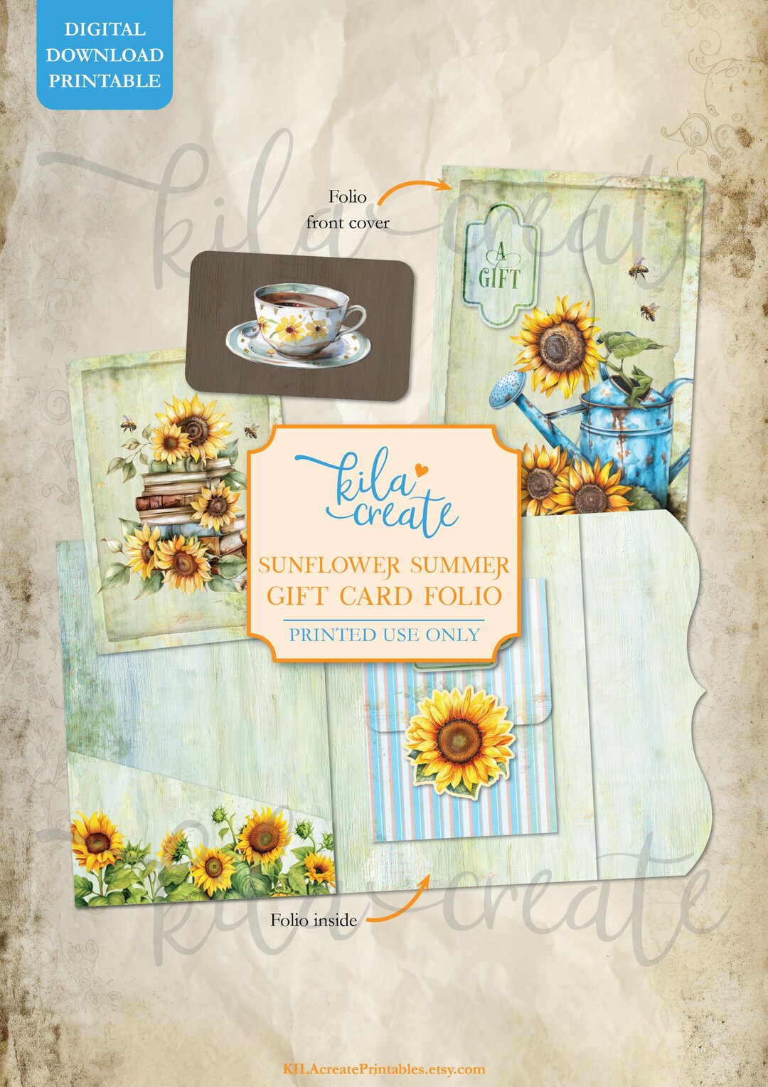 Sunflower Summer Gift Card Folio, Seasonal Gifts, Summer Folio Kit ...