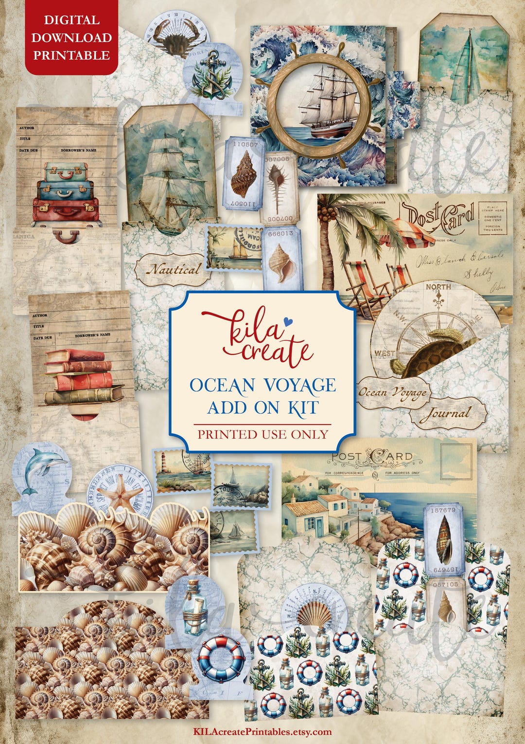 Ocean Voyage Add on Journal Kit, Nautical Printable, Sea, Ocean ...