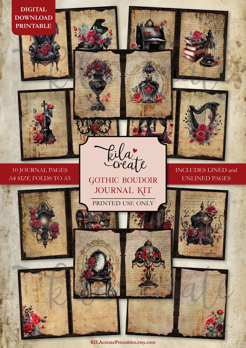 Gothic Boudoir Journal Kit, Gothic Dark Journal, Gothic Junk Journal ...