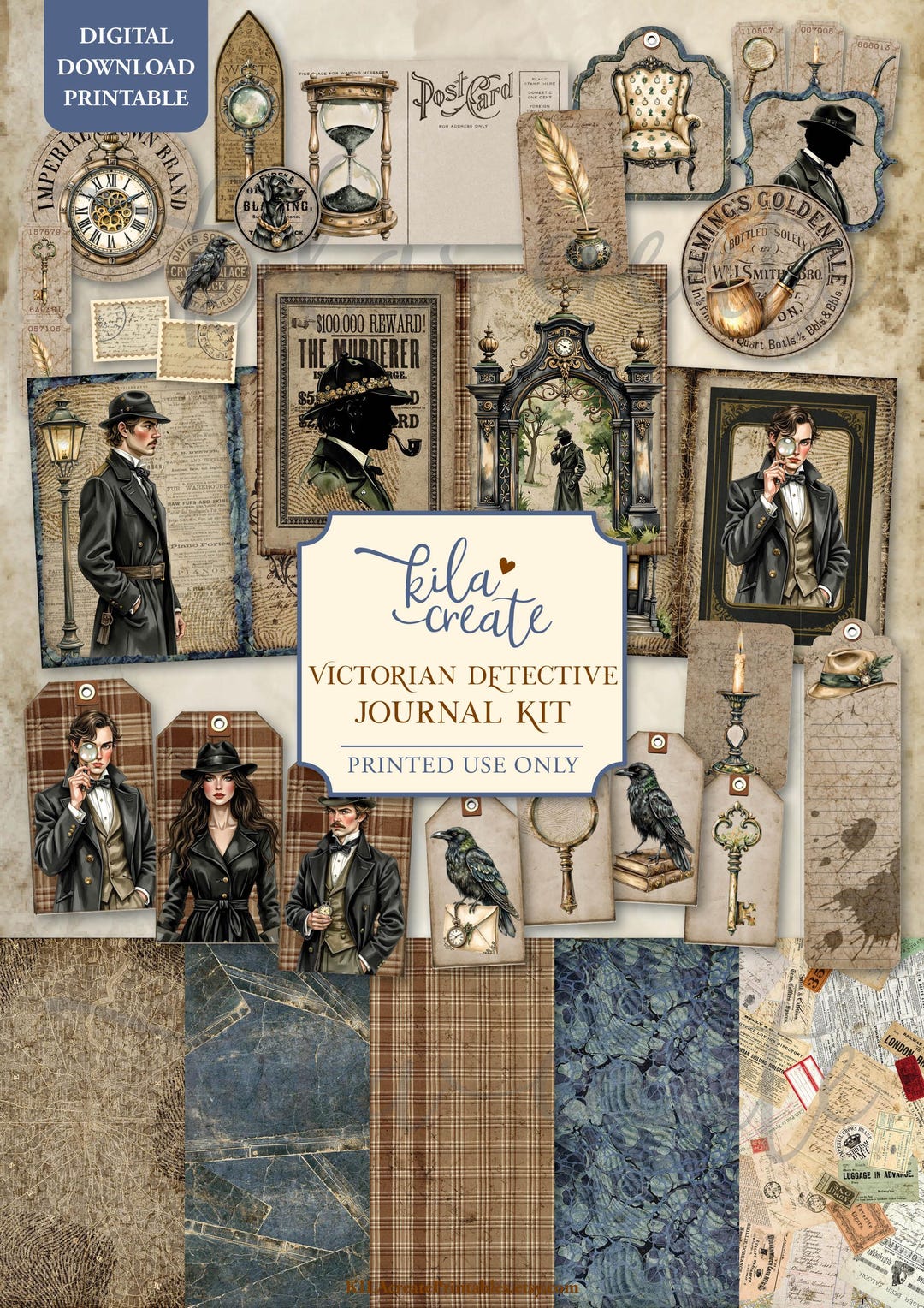 Victorian Detective Journal Kit, London, Sleuth, Sherlock Holmes, Crime ...