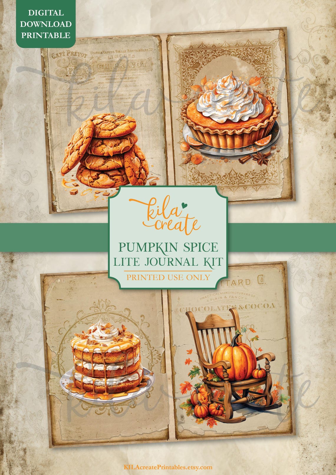 Pumpkin Spice Lite Journal Kit, Autumn Journal, Fall Ephemera, Pumpkins ...