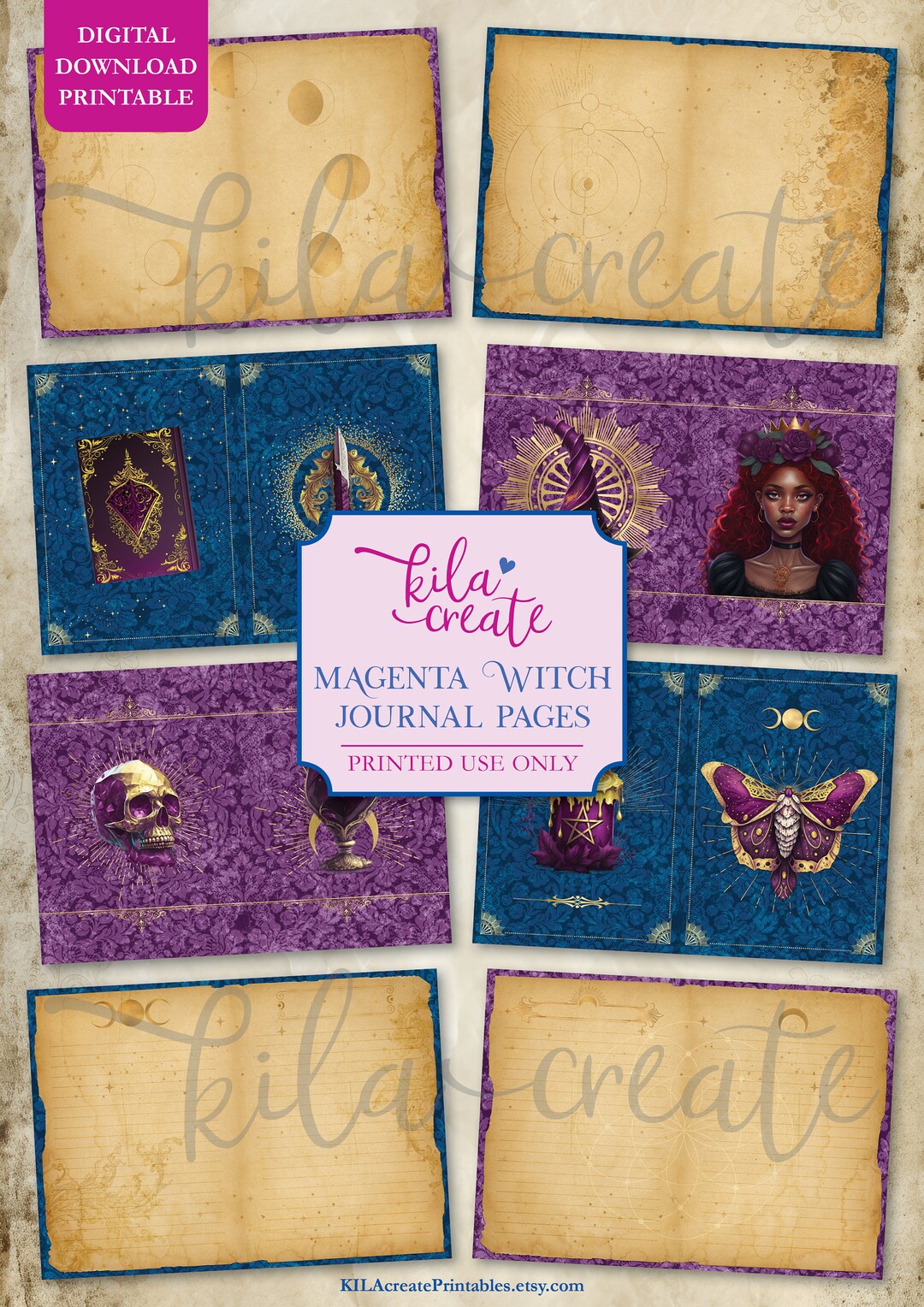Magenta Witch Journal Pages, Grimoire Gothic Magic Spells Witches ...