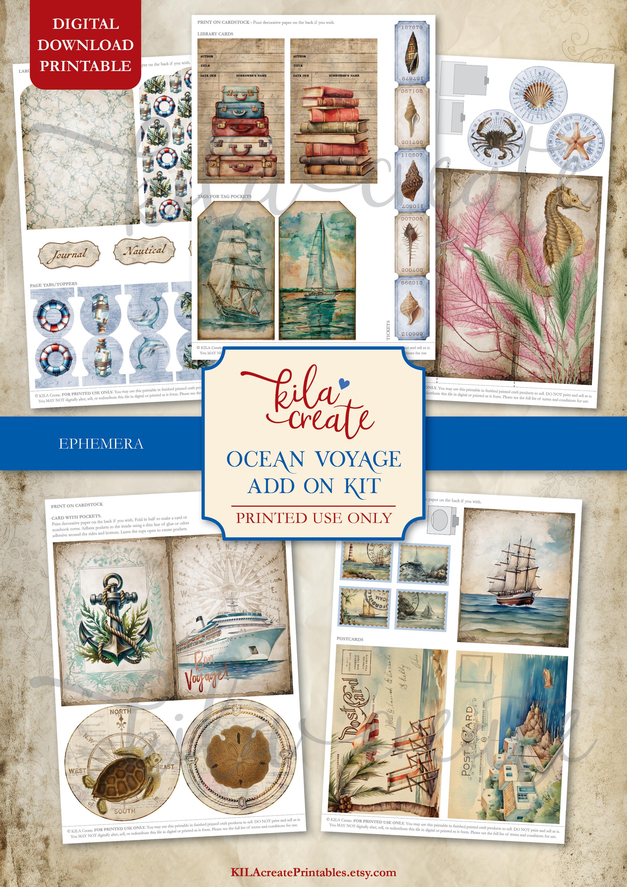Ocean Voyage Add on Journal Kit, Nautical Printable, Sea, Ocean ...