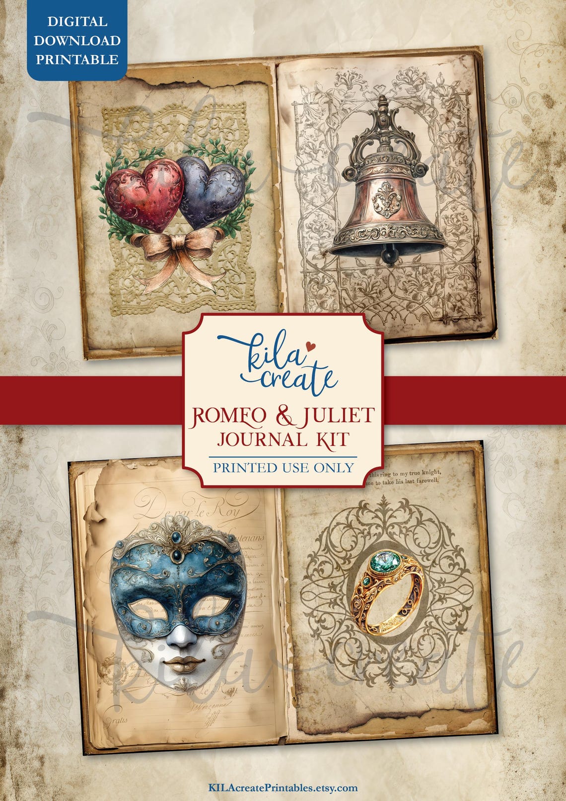 Romeo and Juliet Journal Kit, Romance Journal Kit, Forbidden Love ...