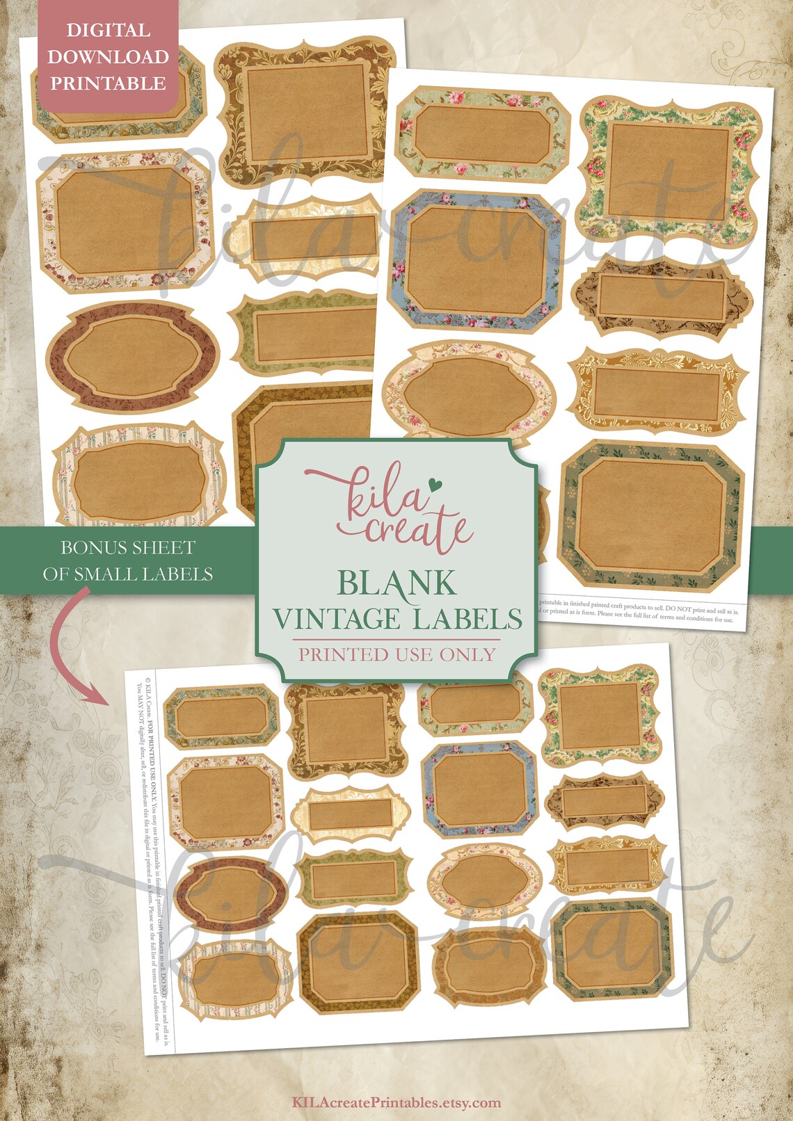 Blank Vintage Labels, Vintage Apothecary Labels, Vintage Floral ...