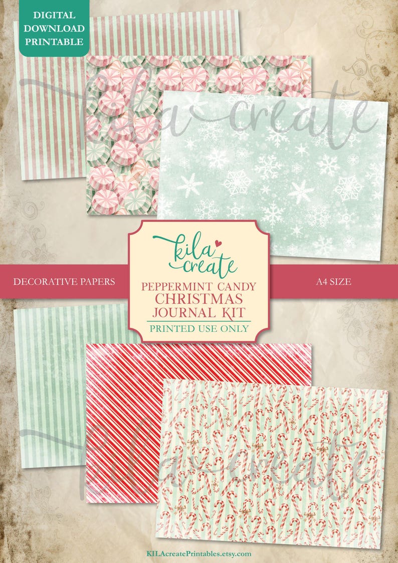 Peppermint Candy Christmas Journal Kit, Candy Cane Journal, Christmas ...
