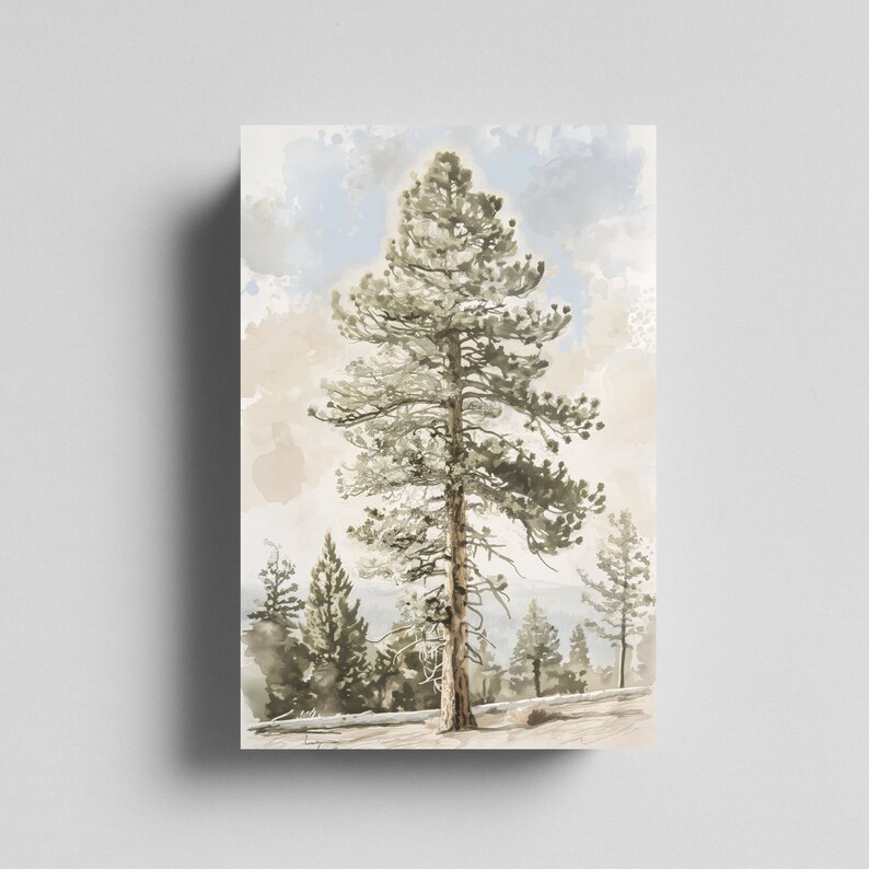 Canvas Watercolor Wall Art Pine Tree Forest Landscape Decor National ...