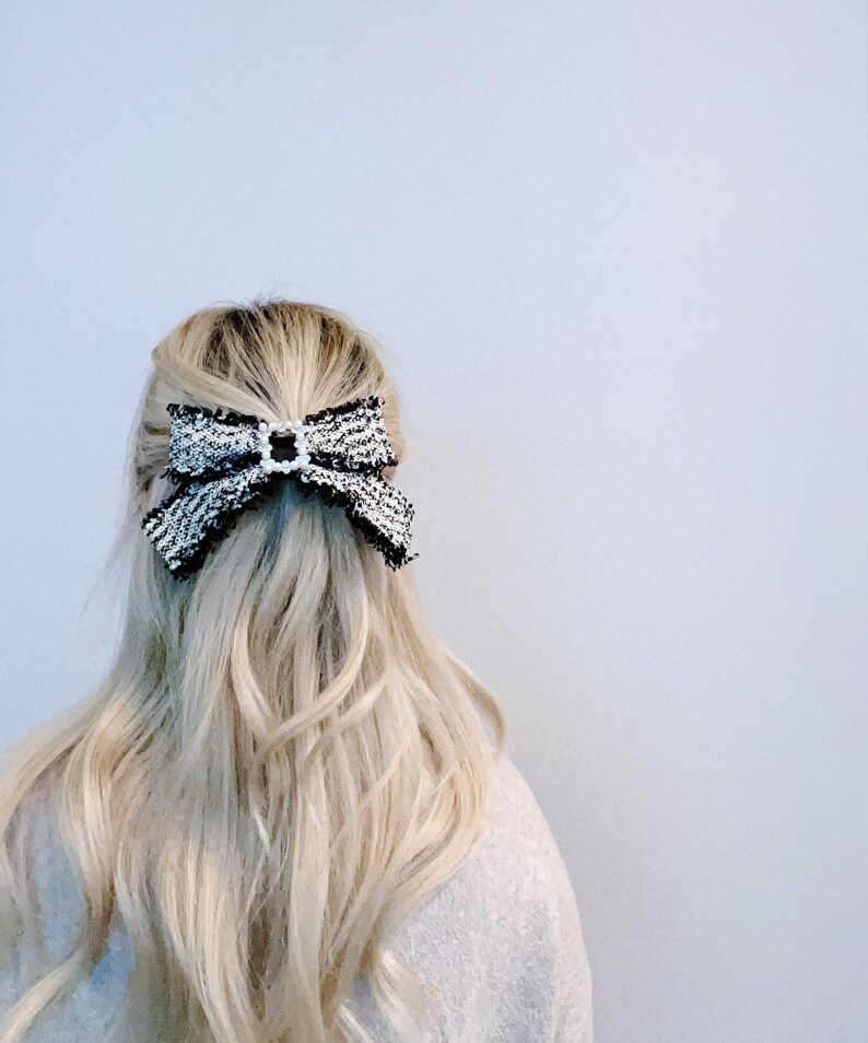 The Coco Large Tweed Hair Bow - Etsy