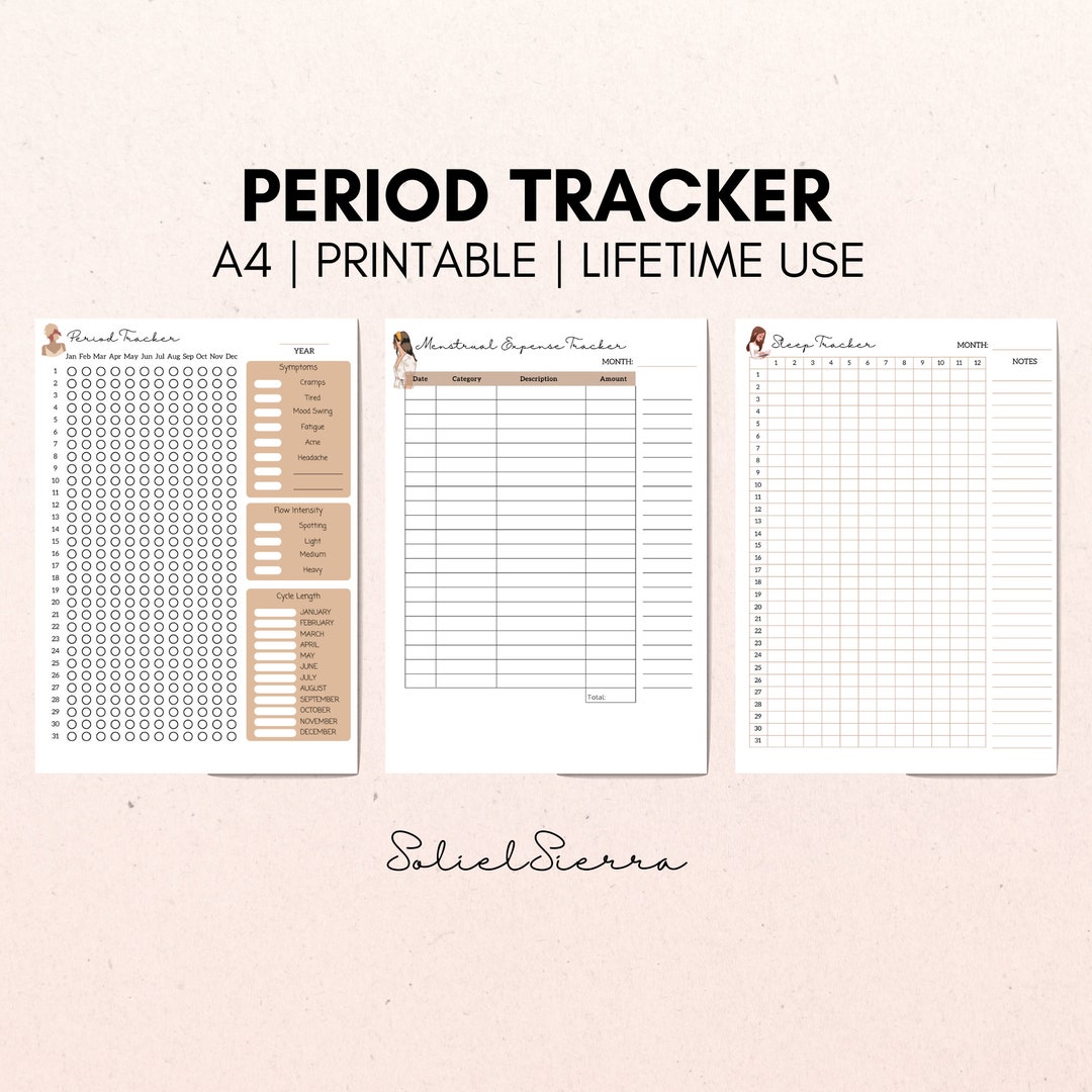 Printable Period Tracker, Craving Expense Tracker, Sleep Tracker ...